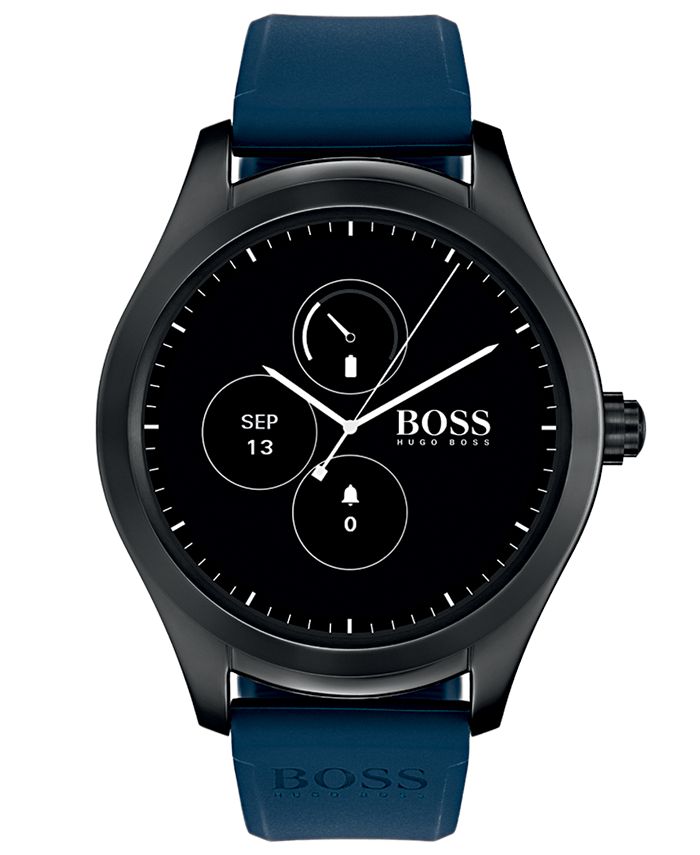 BOSS Hugo Boss Men's Digital Touch Black Leather Strap Touchscreen ...