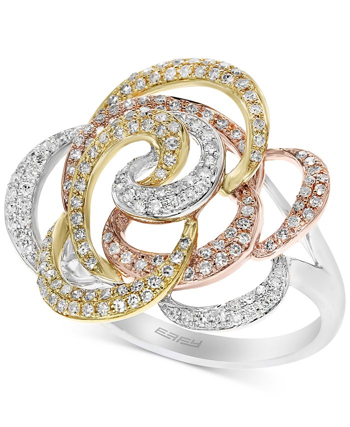 EFFY Collection EFFY® Diamond Flower Swirl Ring (5/8 ct. t.w.) in 14k ...