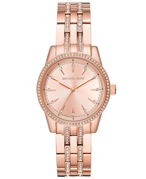 Michael Kors Women's Mini Ritz Rose Gold-Tone Stainless Steel Bracelet ...