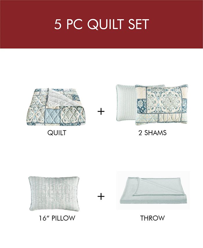 Sunham Tricia 5-Pc. Reversible Full/Queen Quilt Set - Macy's