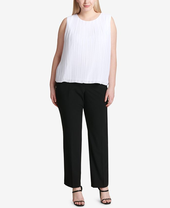 Calvin Klein Plus Size Pleated Bubble Top - Macy's