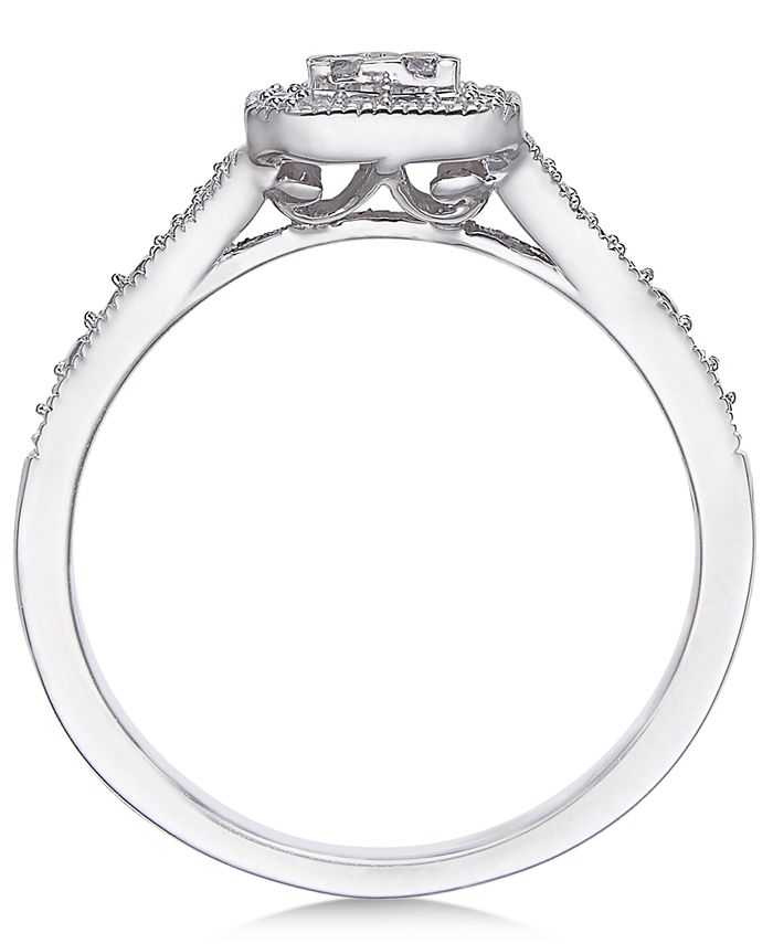 Promised Love Diamond Cushion-Cut Halo Promise Ring (1/4 ct. t.w.) in ...