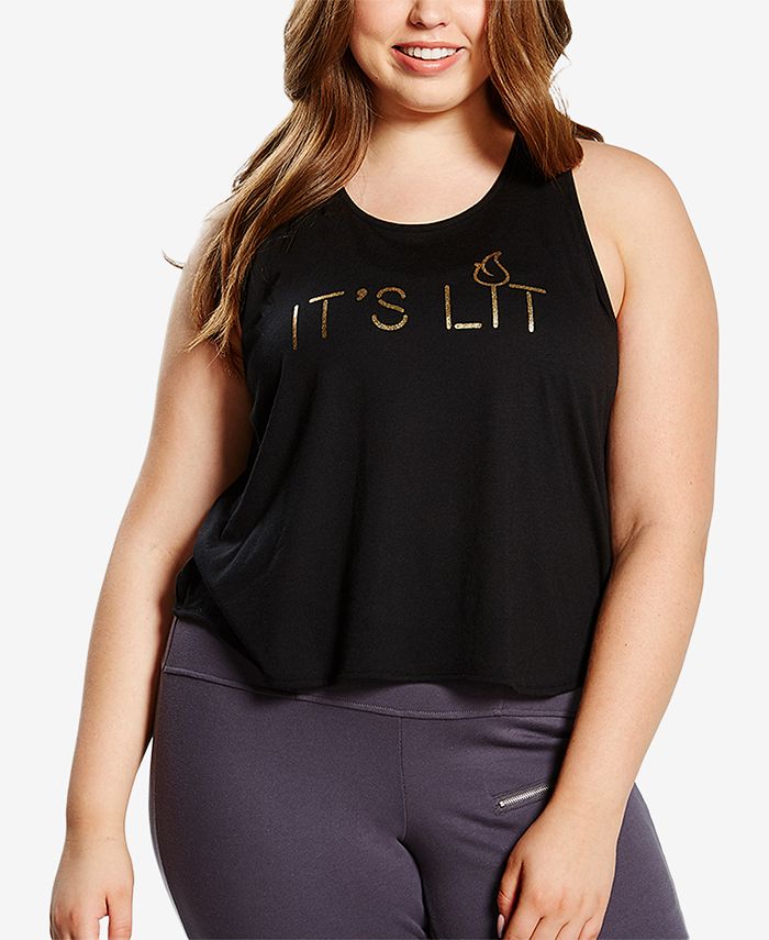 Soffe Plus Size Graphic Racerback Cropped Tank Top - Macy's