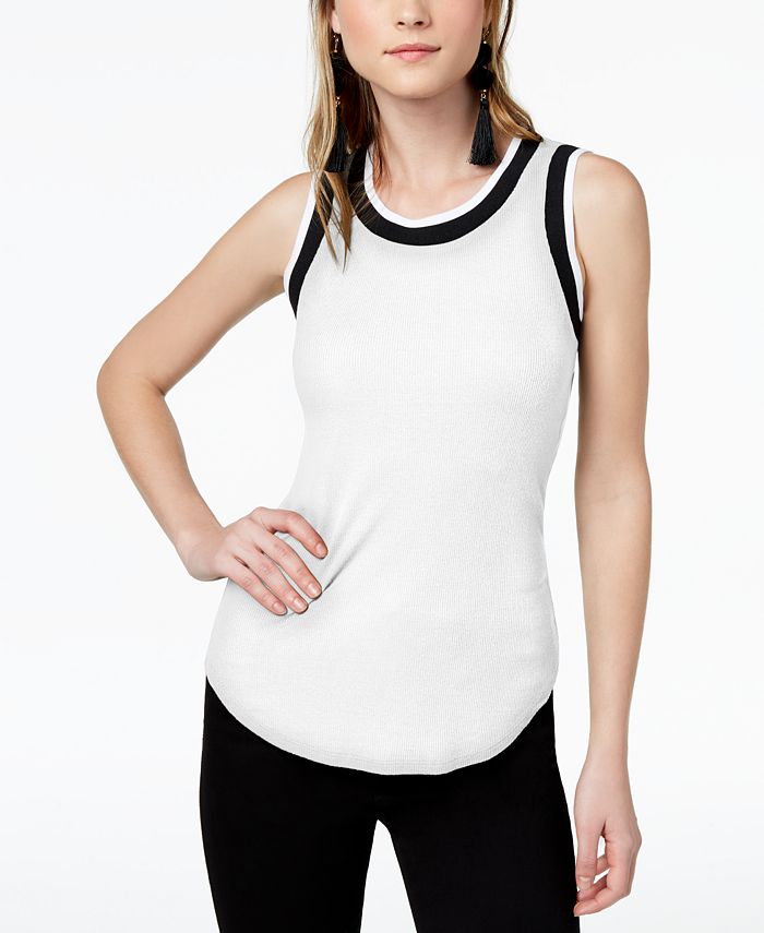 Bar III Ribbed Varsity Tank Top, Created for Macy's - Macy's