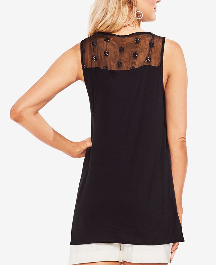 Vince Camuto Sheer Daisy Eyelet & Solid Top - Macy's