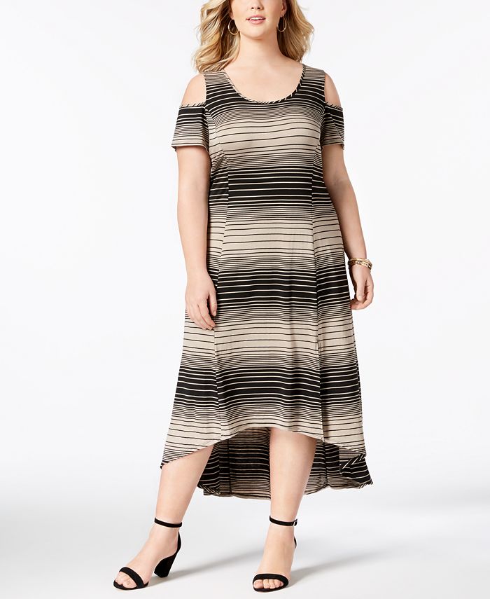 Ny Collection Plus Size High Low Cold Shoulder Dress Macys