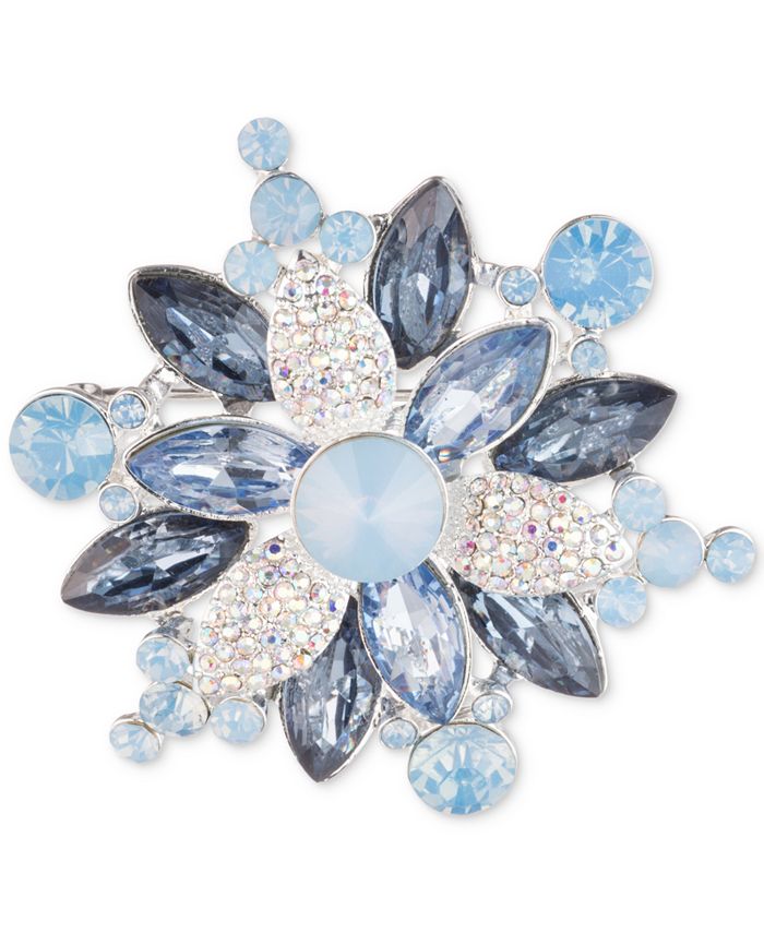 Anne Klein Silver-Tone Crystal Cluster Pin, Created for Macy's - Macy's