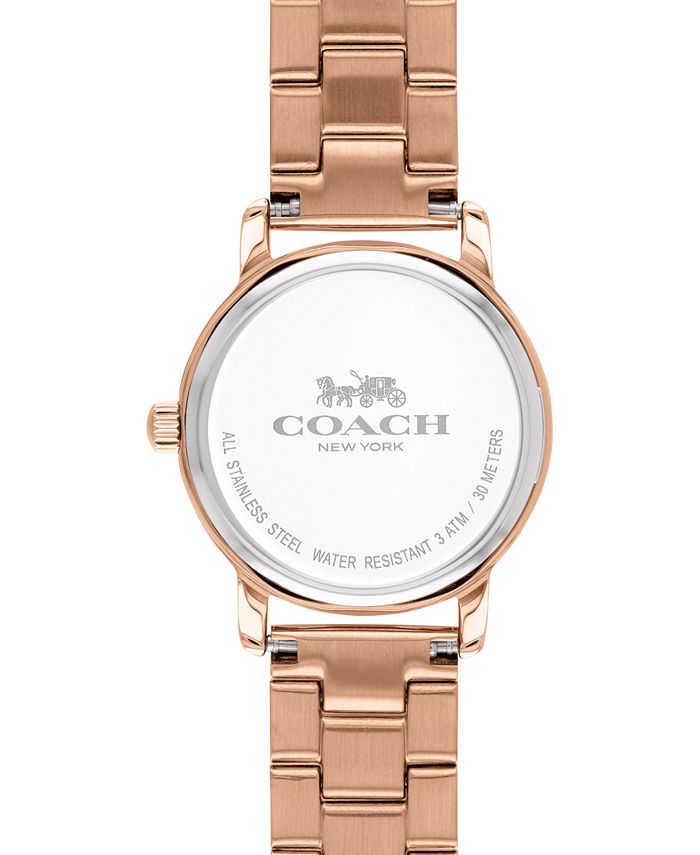 COACH Women's Grand Rose Gold-Tone Stainless Steel Bracelet Watch 28mm ...