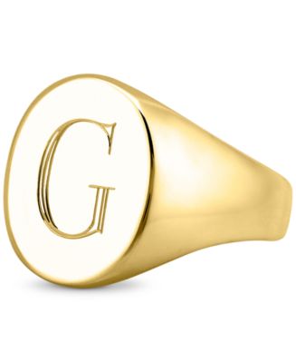 Sarah Chloe Initial Signet Ring in 14K Gold-Plated Sterling Silver - Macy's