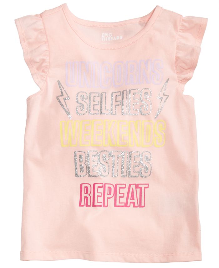Epic Threads Little Girls Flutter-Sleeve Graphic-Print T-Shirt, Created ...