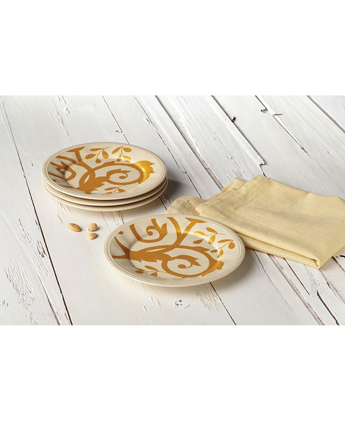 Rachael Ray Gold Scroll Almond Cream Salad Plate - Macy's
