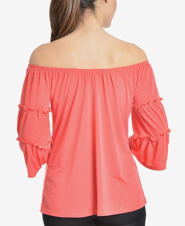 NY Collection Off-The-Shoulder Ruffle-Sleeve Top - Macy's