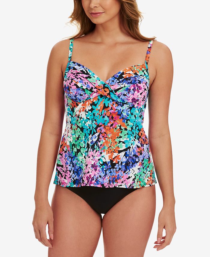 Swim Solutions Dream Garden Floral Print Underwire Tankini Top And High
