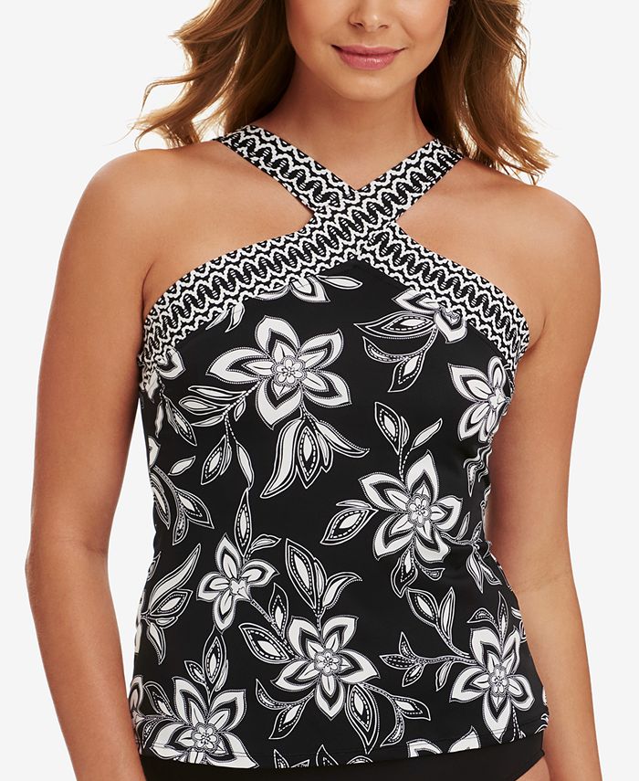 Swim Solutions Magnolia High Neck Underwire Tankini Top Created For