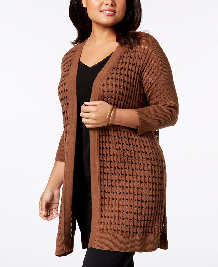 Kasper Plus Size Knit Open-Front Cardigan - Macy's