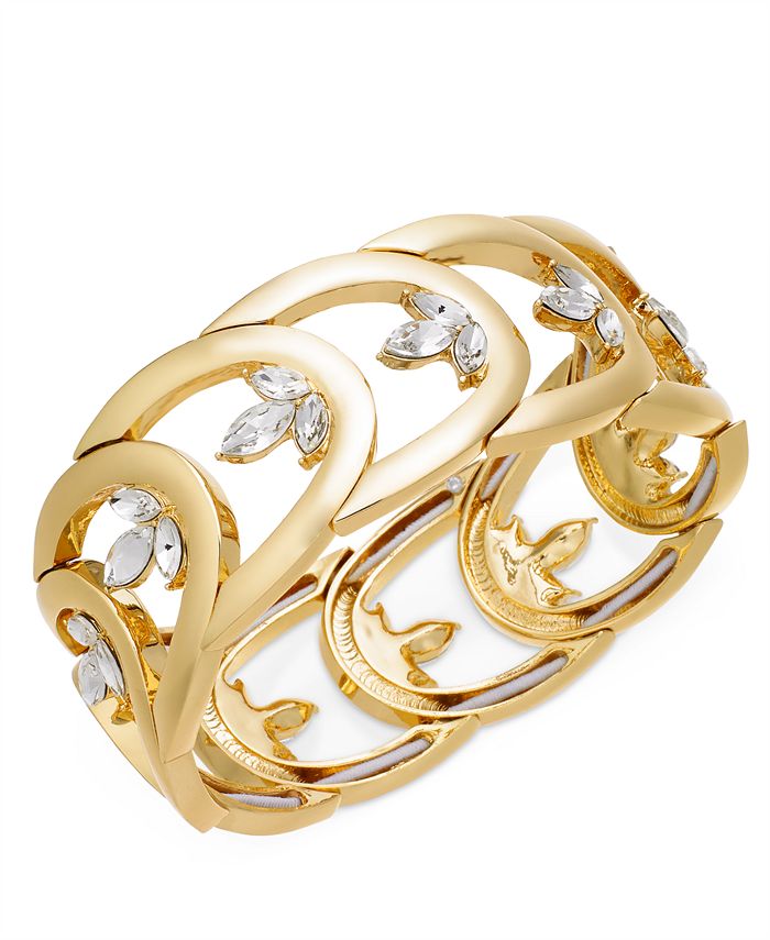 INC International Concepts I.N.C. Gold-Tone Crystal Openwork Stretch ...