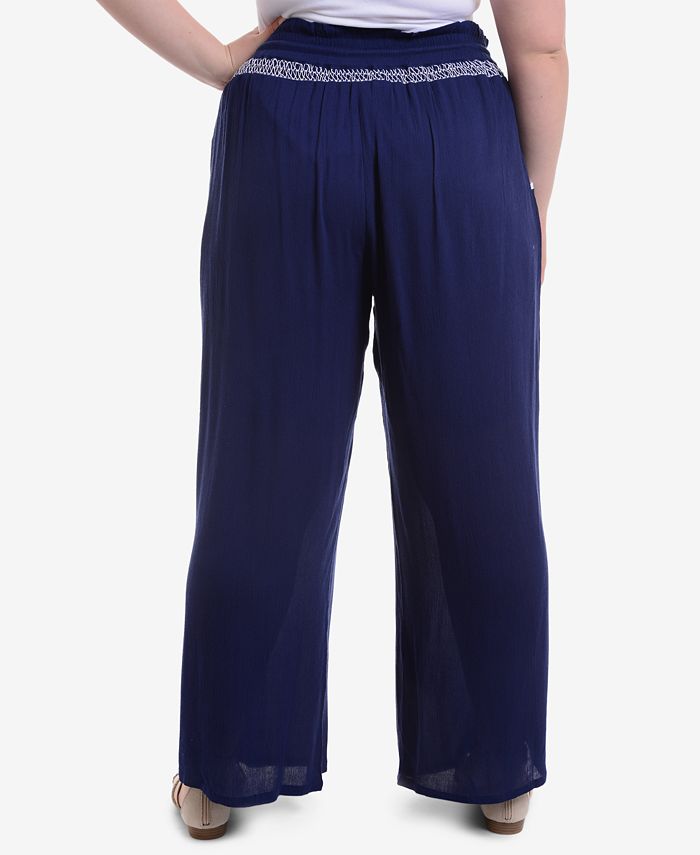 NY Collection Plus Size Wide-Leg Drawstring Pants - Macy's