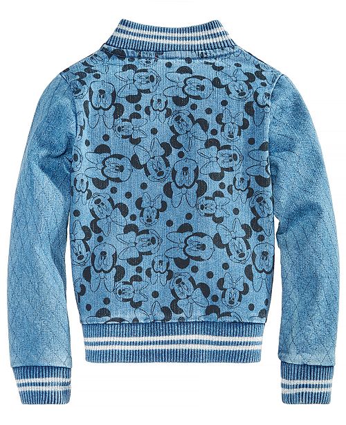 Disney Toddler Girls Minnie Mouse Denim Bomber Jacket & Reviews - Coats ...