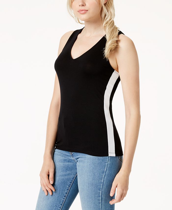 Bar III Colorblocked V-Neck Tank Top, Created for Macy's - Macy's