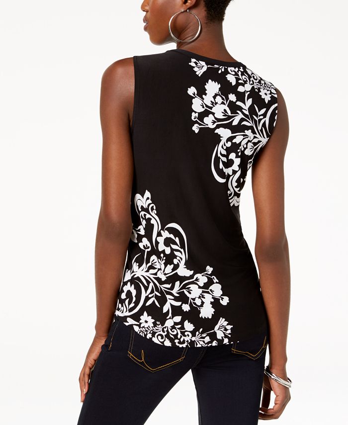 INC International Concepts I.N.C. Printed Zip-Front Top, Created for ...