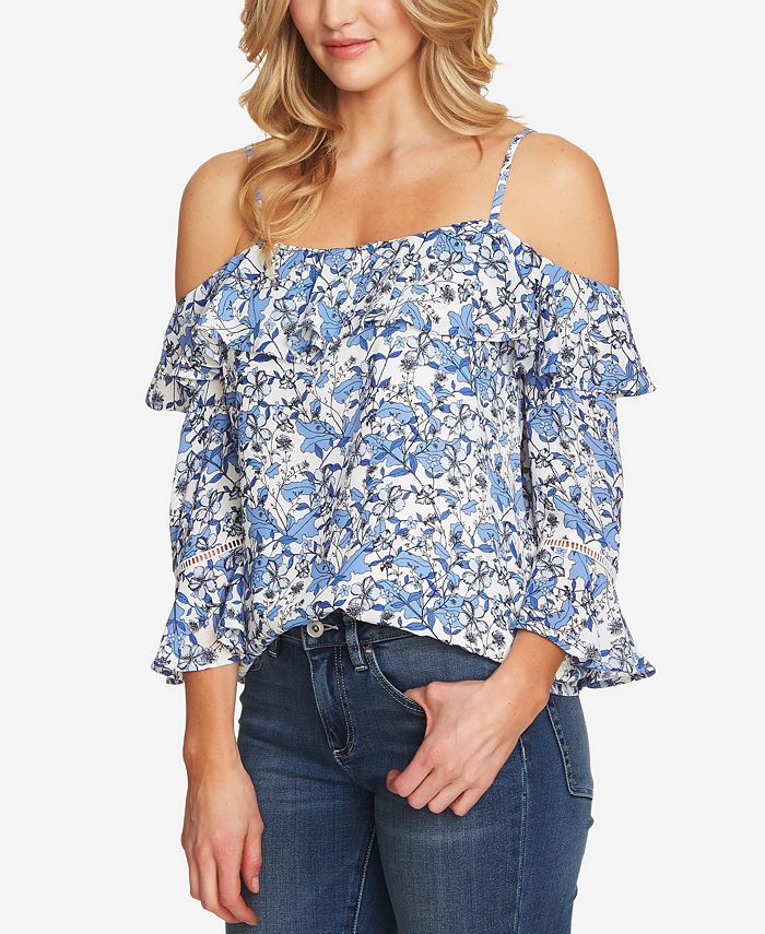 CeCe Ruffled Cold-Shoulder Top - Macy's