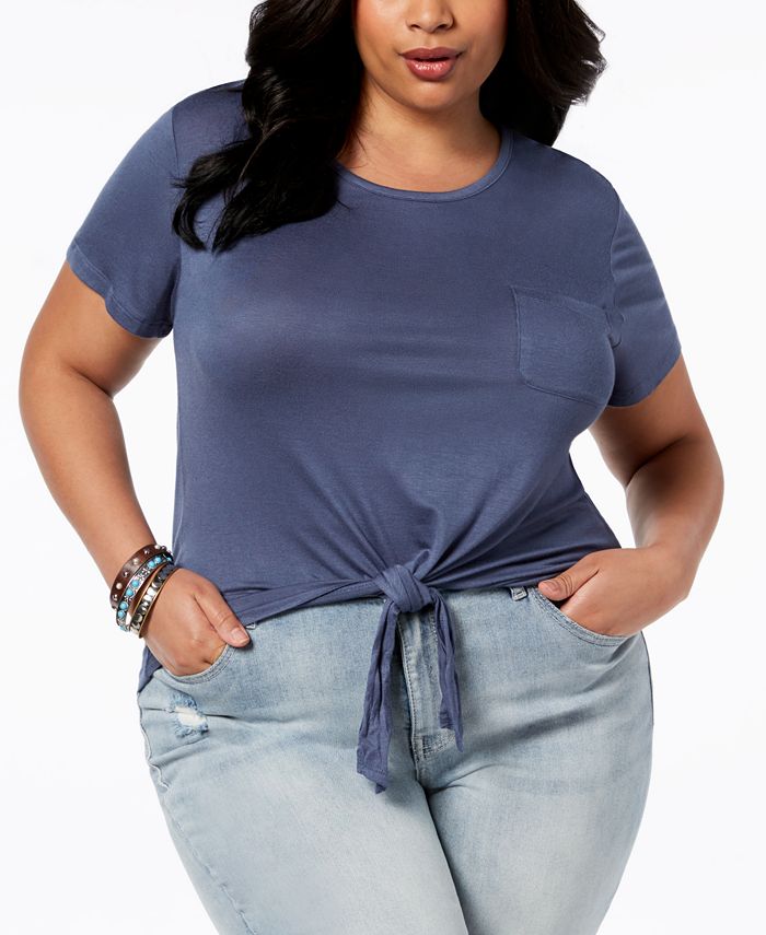 ABASIX Trendy Plus Size Tie-Front Top - Macy's