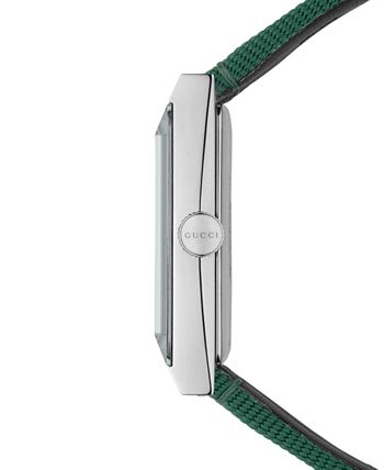 Gucci Women's Swiss G-Frame Green-Red-Green Nylon Strap Watch 21x34mm ...