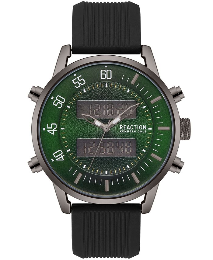 Kenneth Cole Reaction Men's Analog-Digital Black Silicone Strap Watch ...