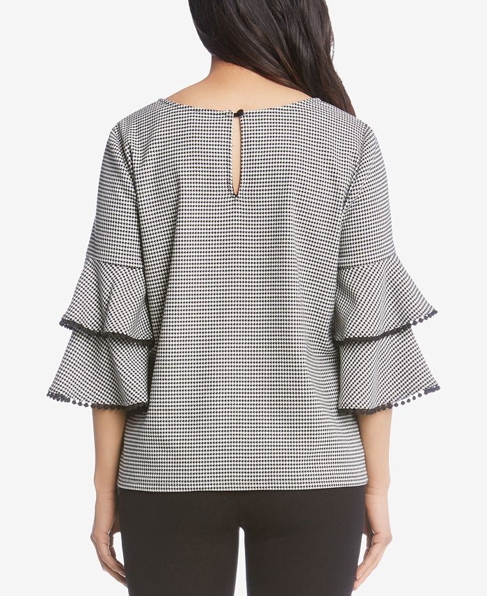 Karen Kane Houndstooth Ruffle-Sleeve Top - Macy's