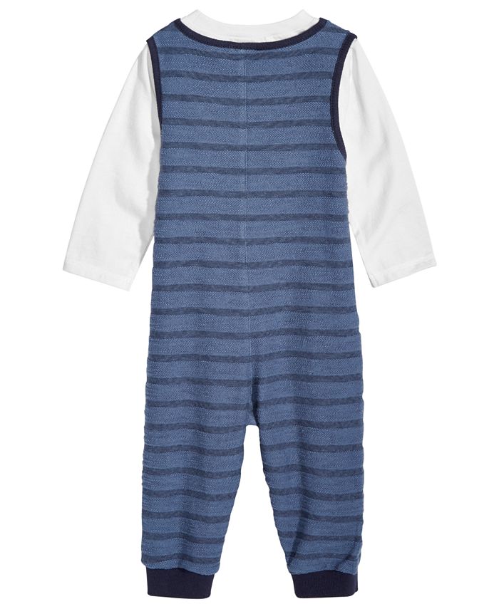 First Impressions Baby Boys 2-Pc. T-Shirt & Striped Overall Set, Created for Macy's - Macy's