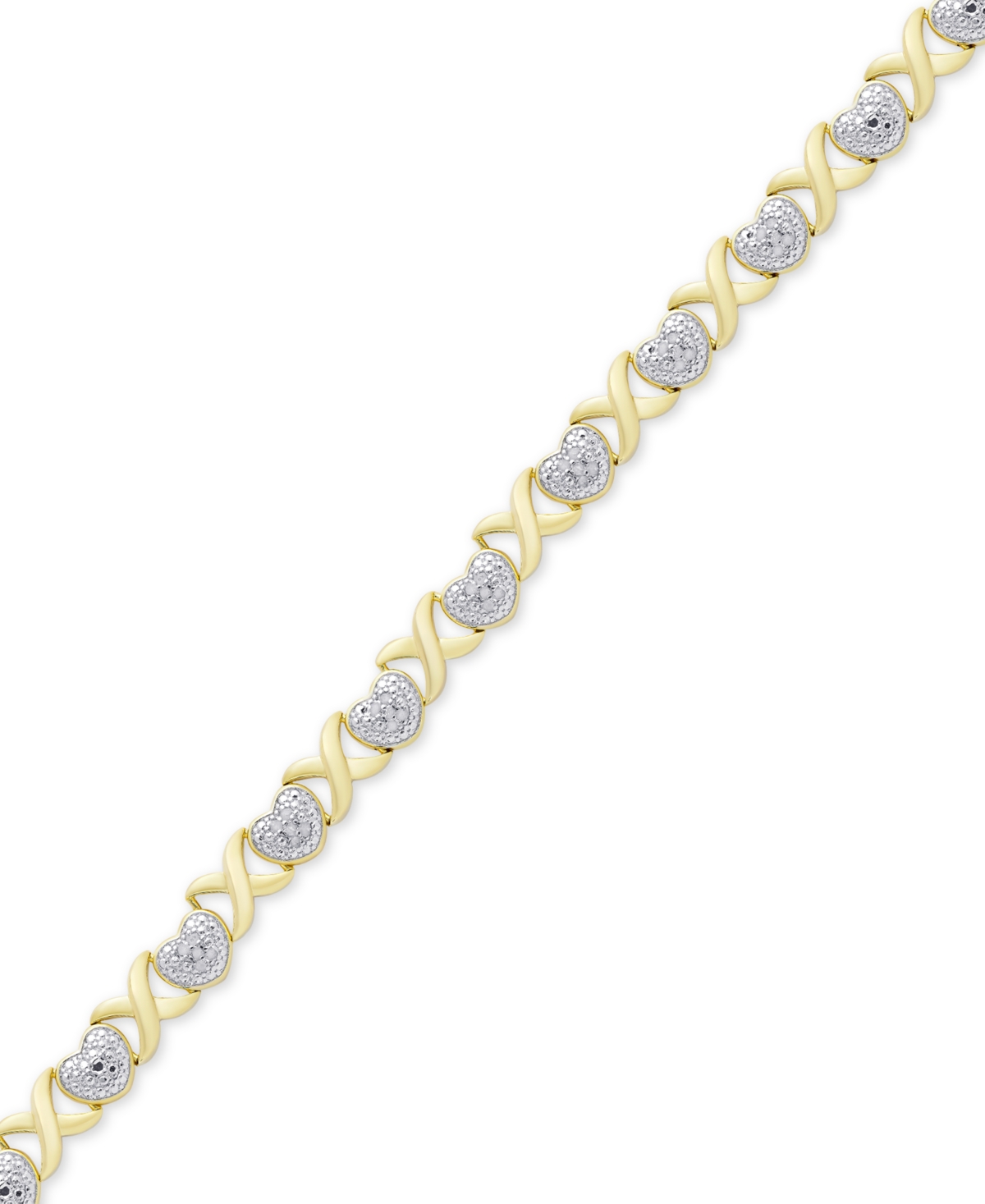 Click here for Diamond Accent Heart X Link Bracelet in Silver Pla... prices