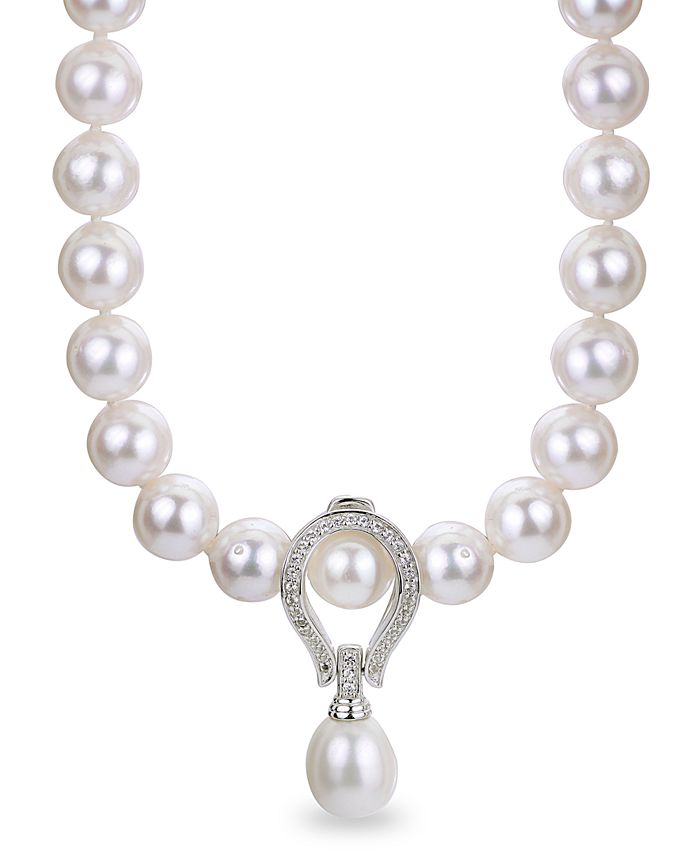 Macy's Cultured Freshwater Pearl and White Topaz Enhancer in Sterling ...