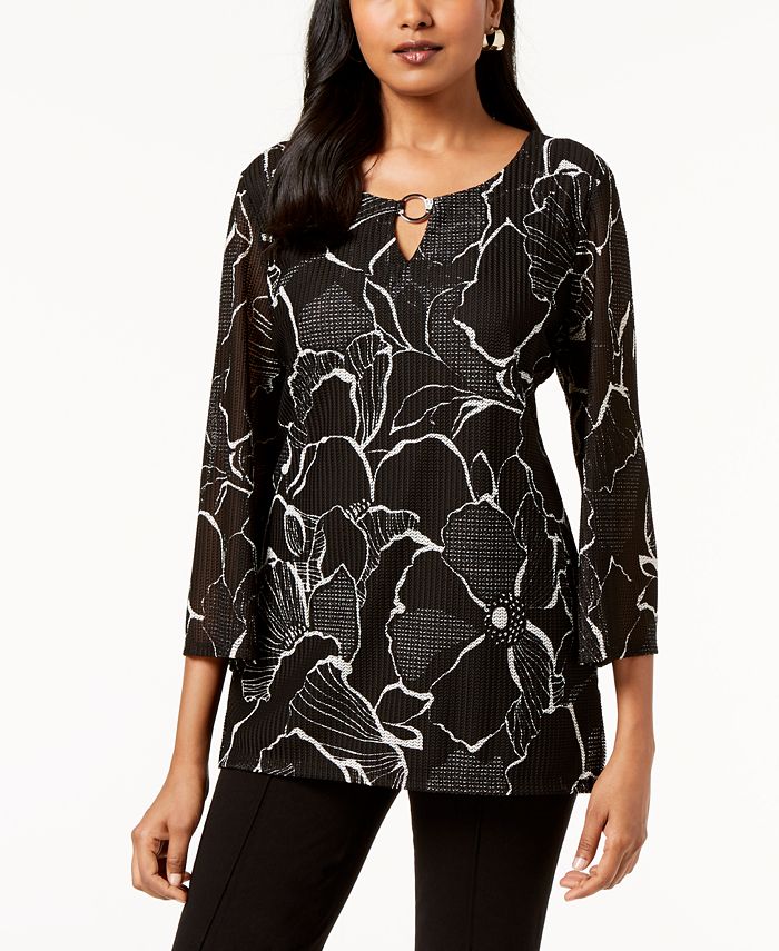 JM Collection Printed Textured Tunic, Created for Macy's - Macy's