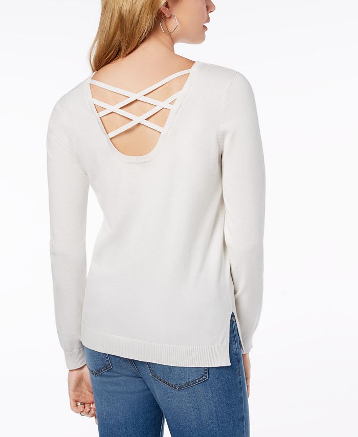 Hippie Rose Juniors' Strappy-Back Sweater - Macy's