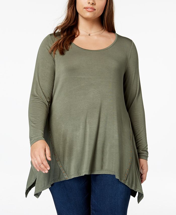 Belldini Belle by Plus Size Embellished Handkerchief-Hem Tunic - Macy's