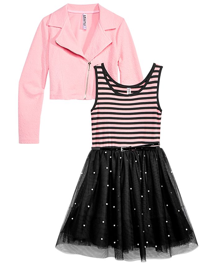 Beautees Big Girls Plus 2-Pc. Moto Jacket & Dress Set - Macy's