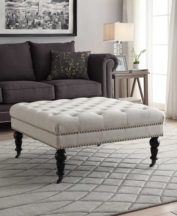 Linon Home Décor Izzy Square Tufted Ottoman - Macy's