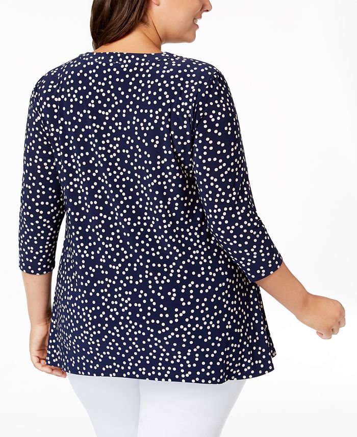 Anne Klein Plus Size Dot-Print High-Low Top - Macy's