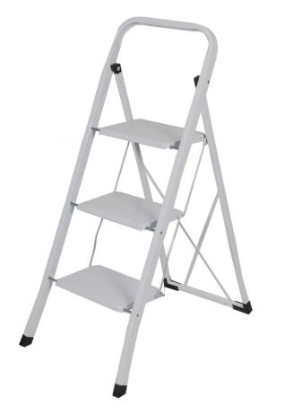 Home Basics 3-Step Steel Ladder, Silver-Tone - Macy's