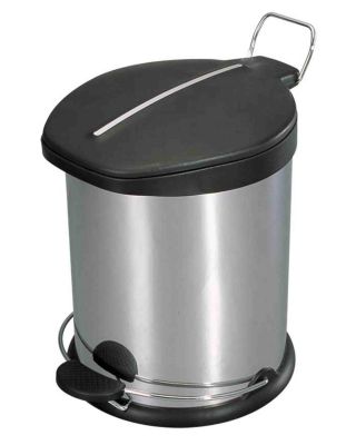 Home Basics 12 Liter Brushed Stainless Steel with Plastic Top Waste Bin ...