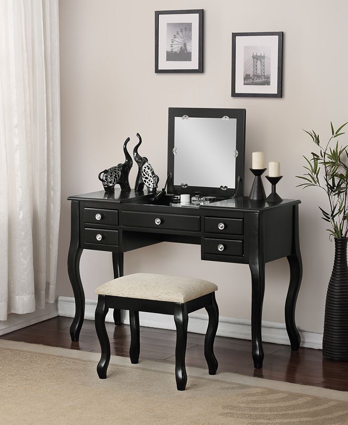 Poundex Vanity Set with Stool - Macy's