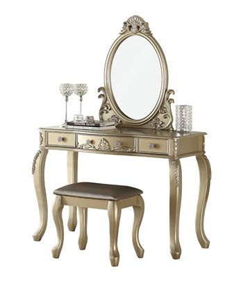Poundex Vanity Set with Stool - Macy's