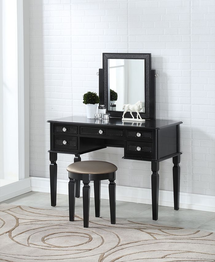 Poundex Vanity Set with Stool - Macy's