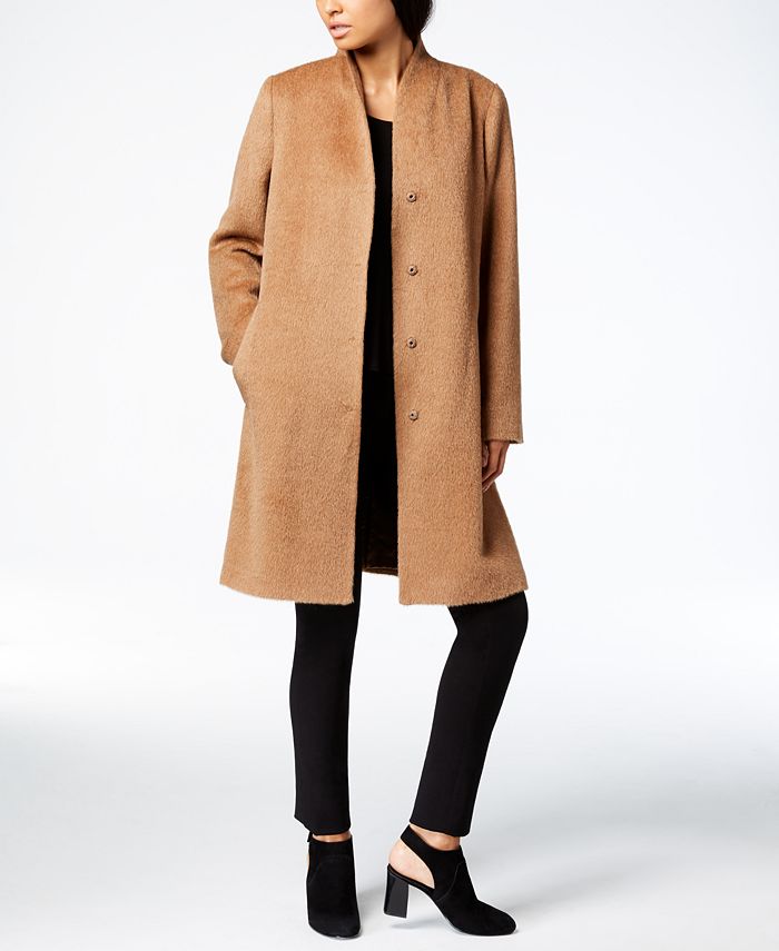 Eileen Fisher Alpaca Blend Stand-Collar Coat - Macy's