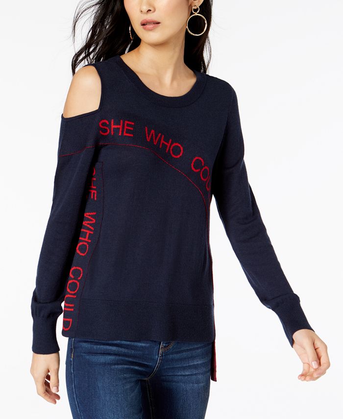 INC International Concepts I.N.C. Graphic-Print Asymmetrical Sweater ...