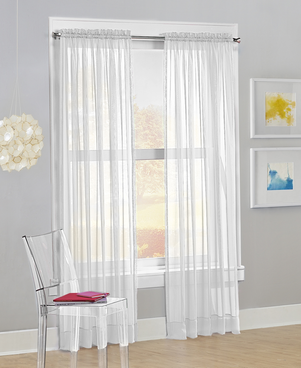 Click here for Calypso Sheer Voile Rod Pocket Curtain Panel - Whi... prices