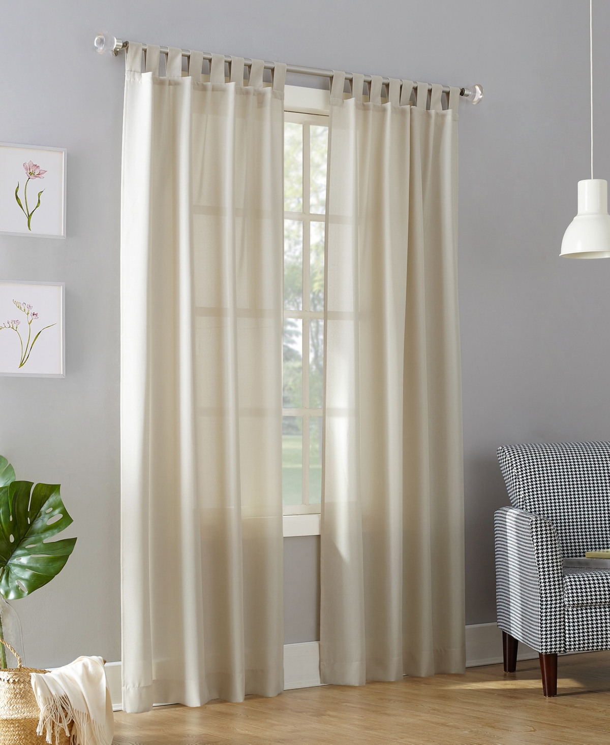 Click here for Clifford Heathered Texture Semi-Sheer Tab Top Curt... prices