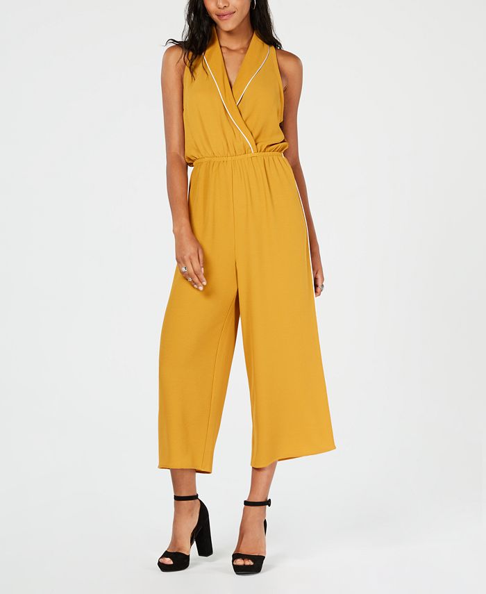 Almost Famous Juniors' Piped Collar Jumpsuit - Macy's