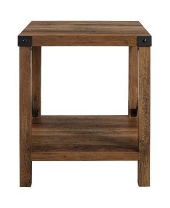 Walker Edison 18" Metal X Farmhouse Side Table - Reclaimed Barnwood ...