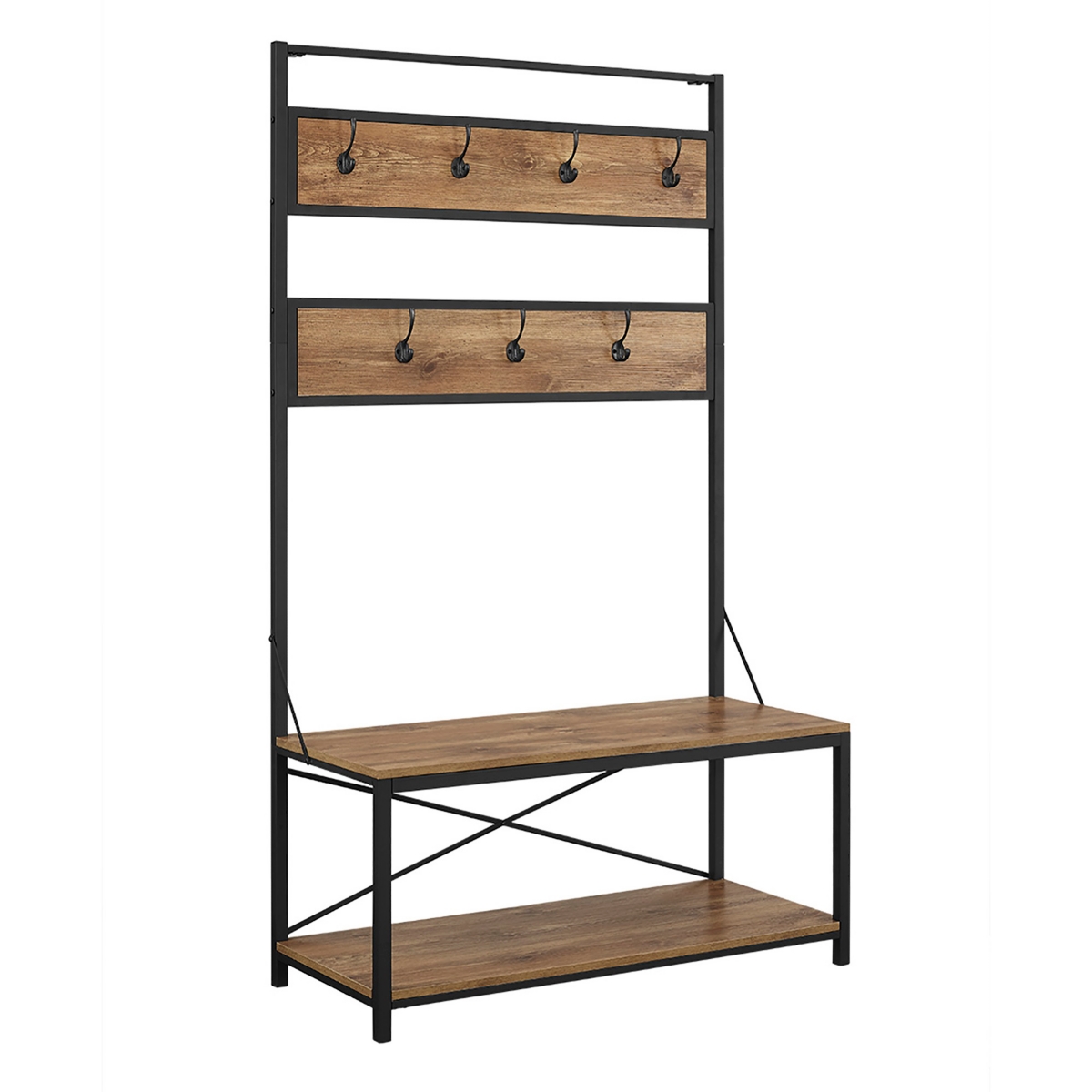 Click here for 72 Industrial Metal and Wood Hall Tree - Rustic Oa... prices